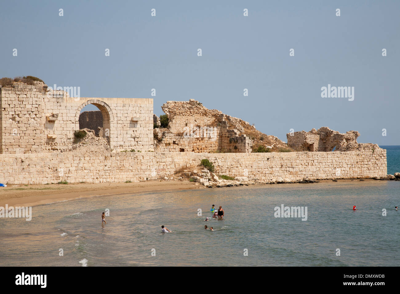 beach and castle of korykos, kizkalesi, mediterranean coast, turkey ...