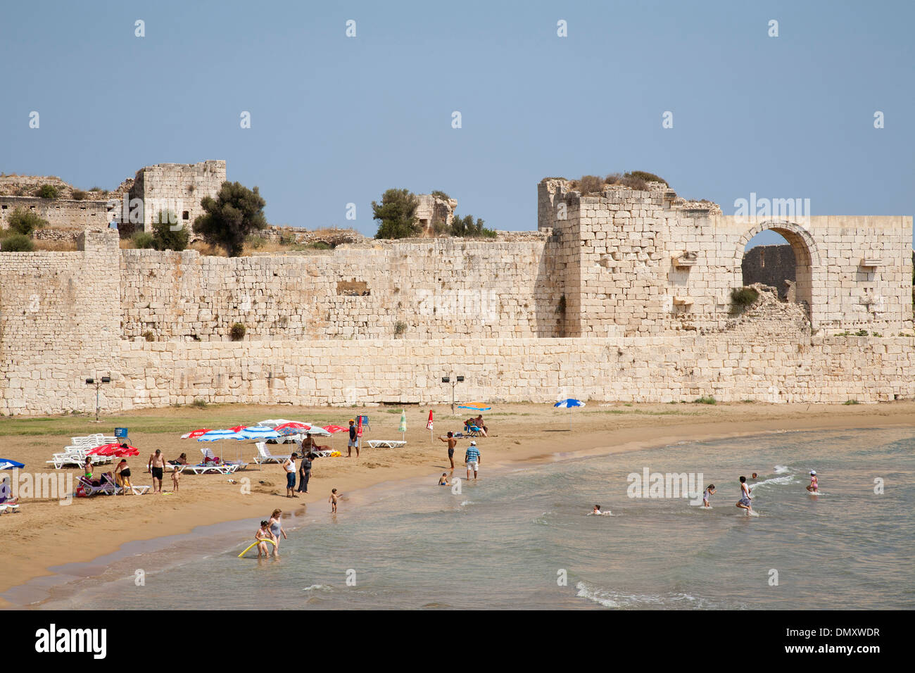 beach and castle of korykos, kizkalesi, mediterranean coast, turkey ...