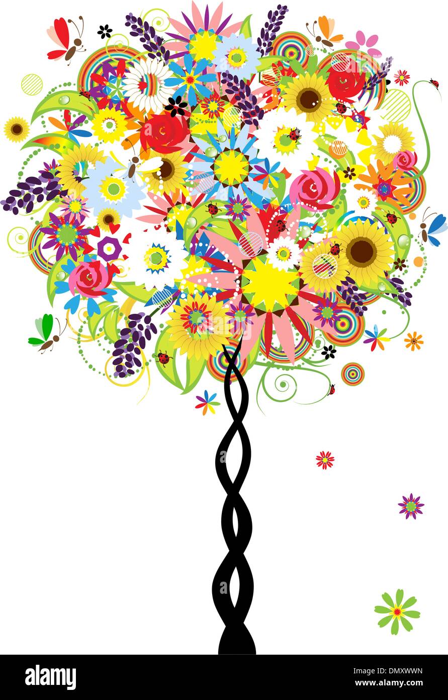 Summer floral tree in pot for your design Stock Vector Image & Art - Alamy