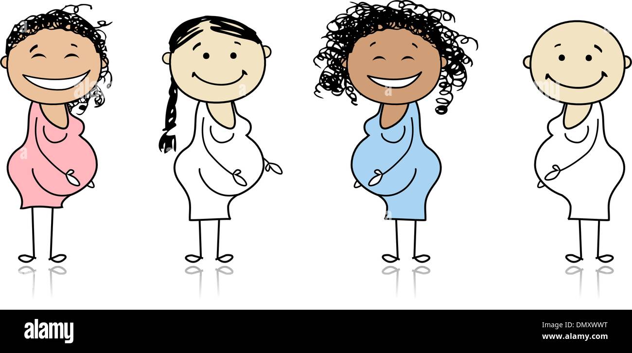 Happy pregnant women waiting for babies Stock Vector Image & Art - Alamy