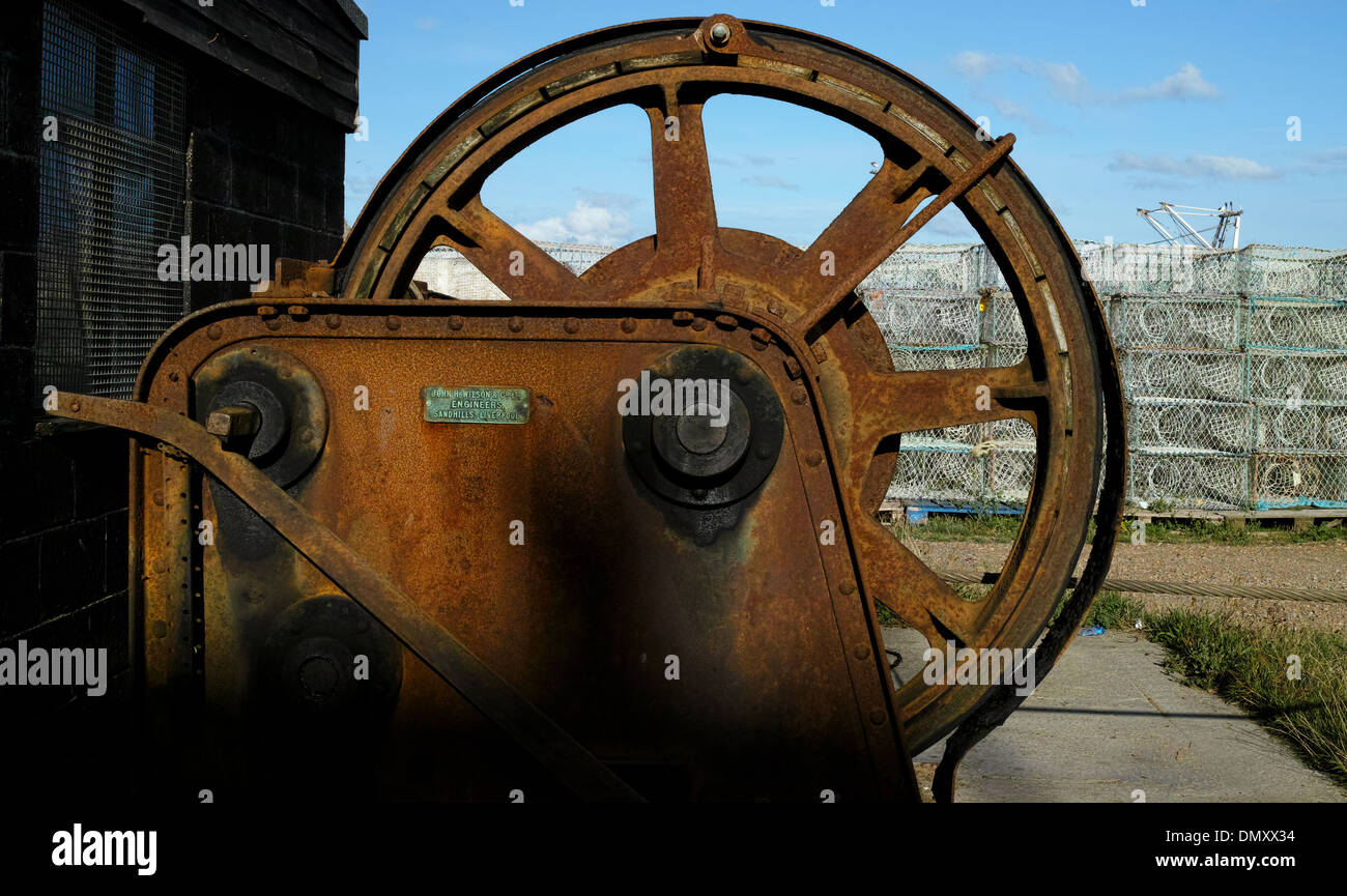 fishing boat iron engine pulley Hastings Stock Photo - Alamy