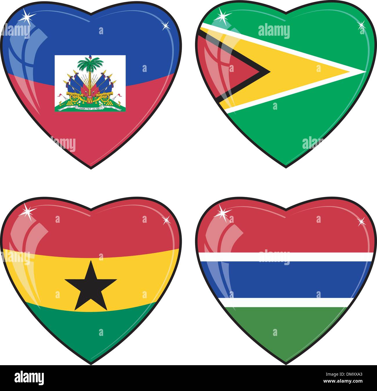 Set of vector images of hearts with the flags of Guyana, Haiti Stock Vector Image & Art - Alamy
