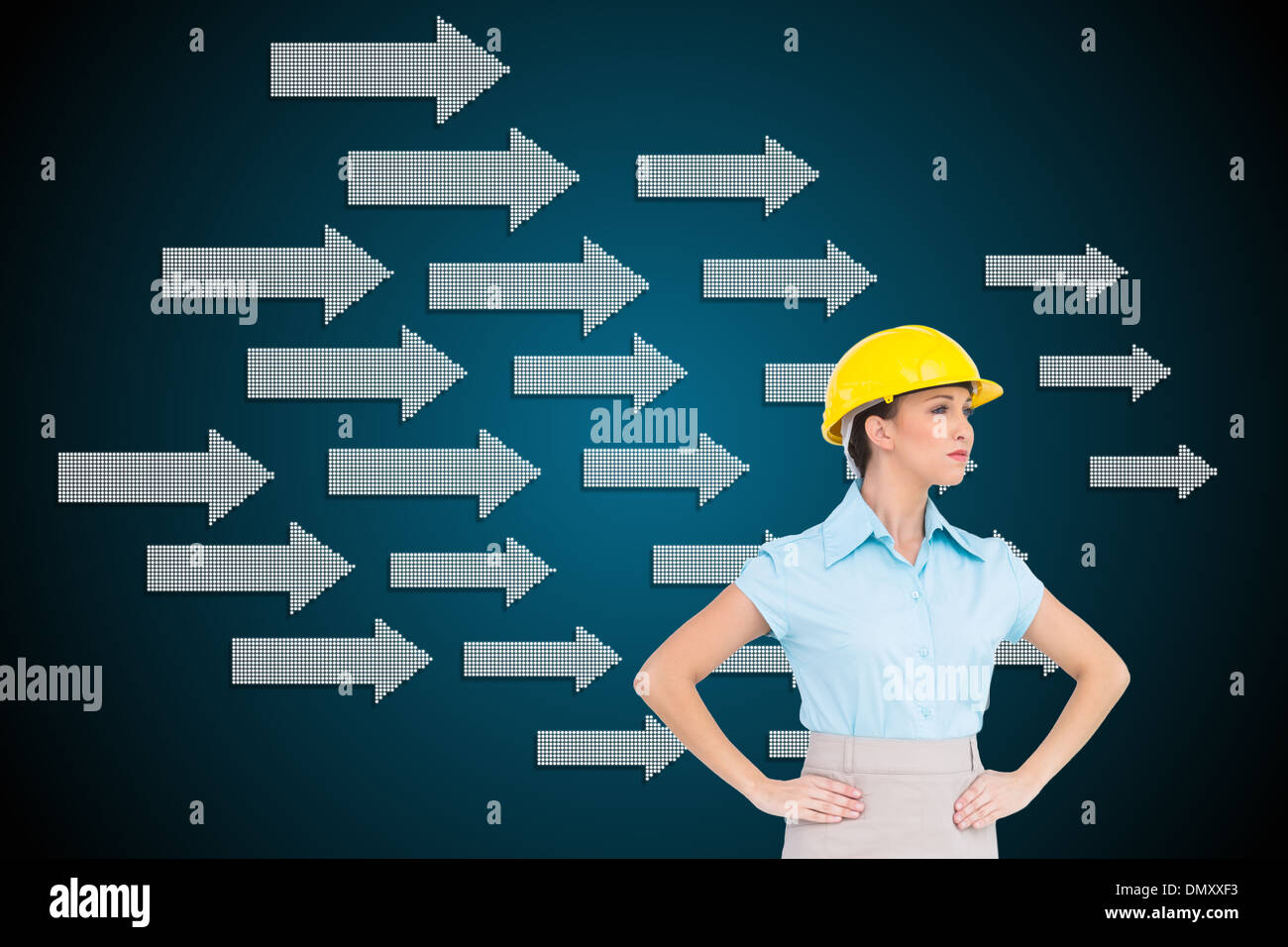 Composite image of serious attractive architect posing Stock Photo - Alamy