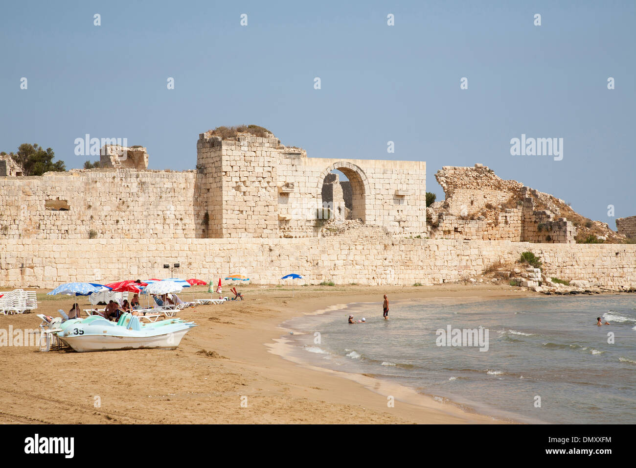 beach and castle of korykos, kizkalesi, mediterranean coast, turkey ...