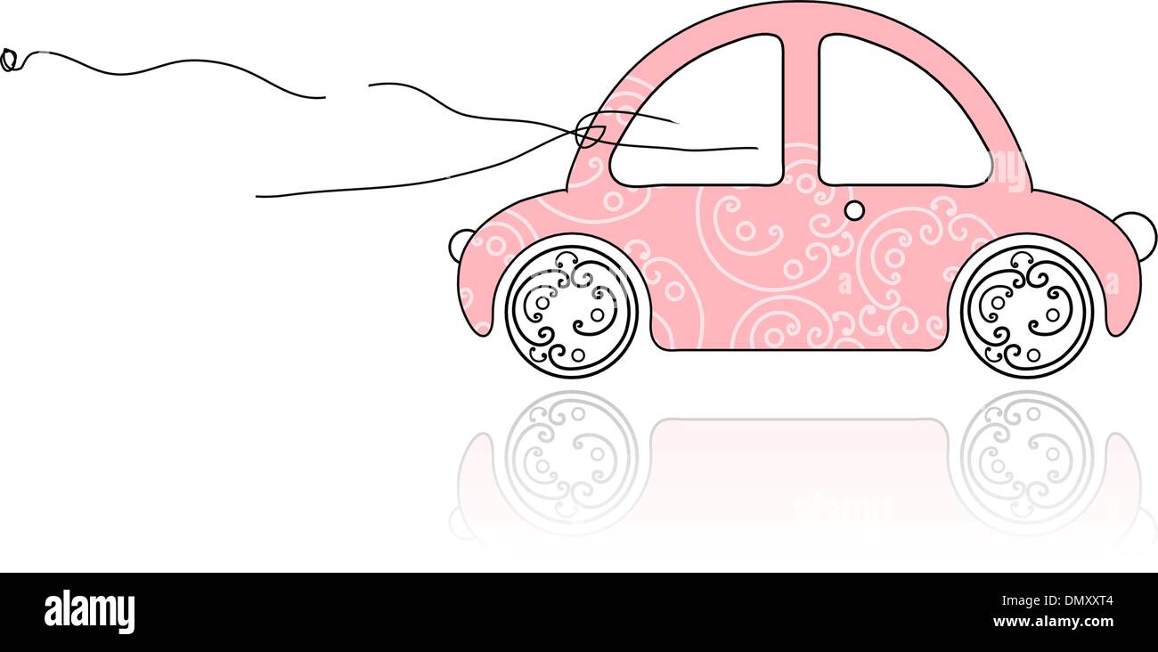 Smiling girl behind wheel pink car for your design Stock Vector Image ...