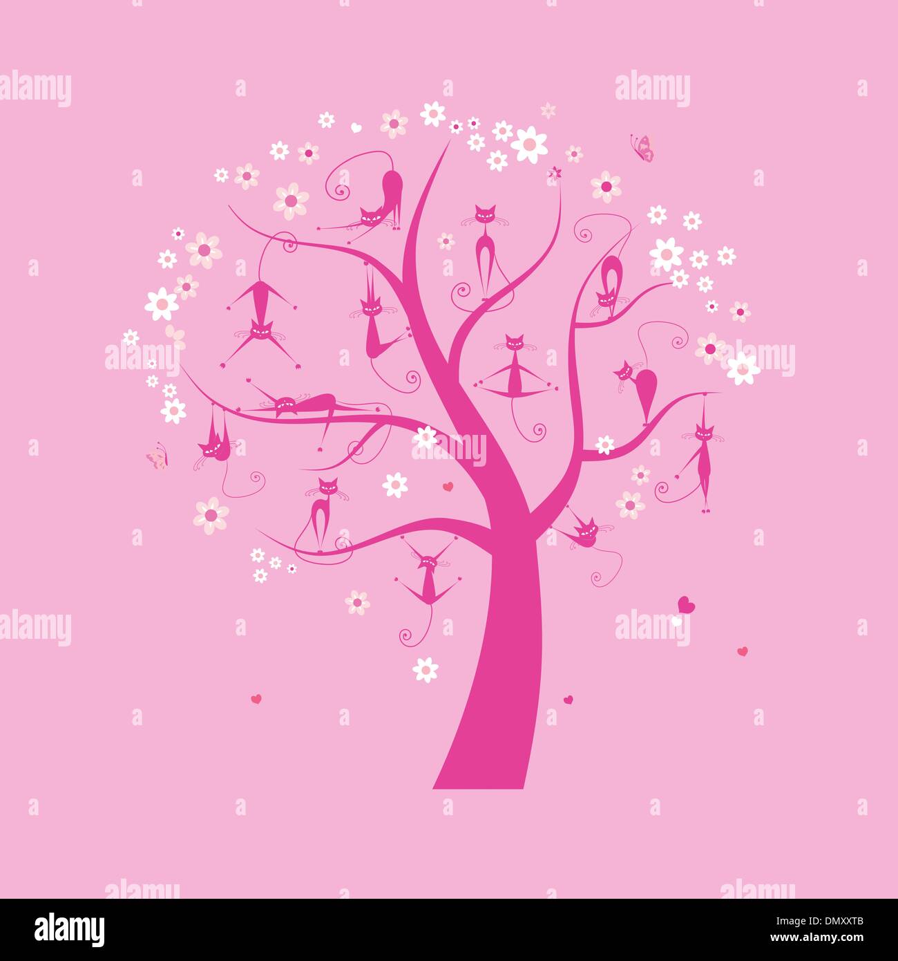 Funny cats on spring tree for your design Stock Vector Image & Art - Alamy
