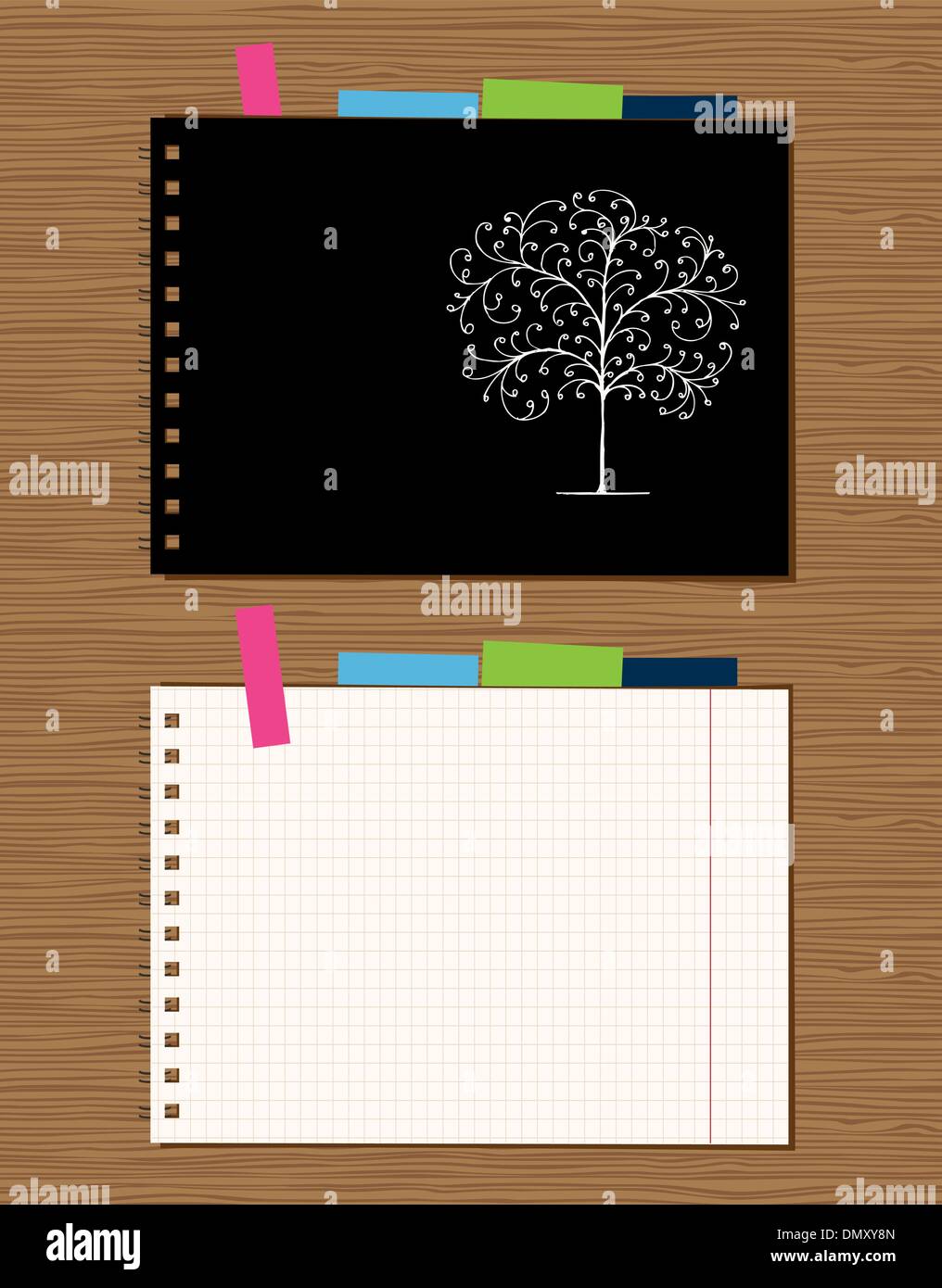 Notebook Cover And Page Design Wooden Background Stock Recycled Paper ...