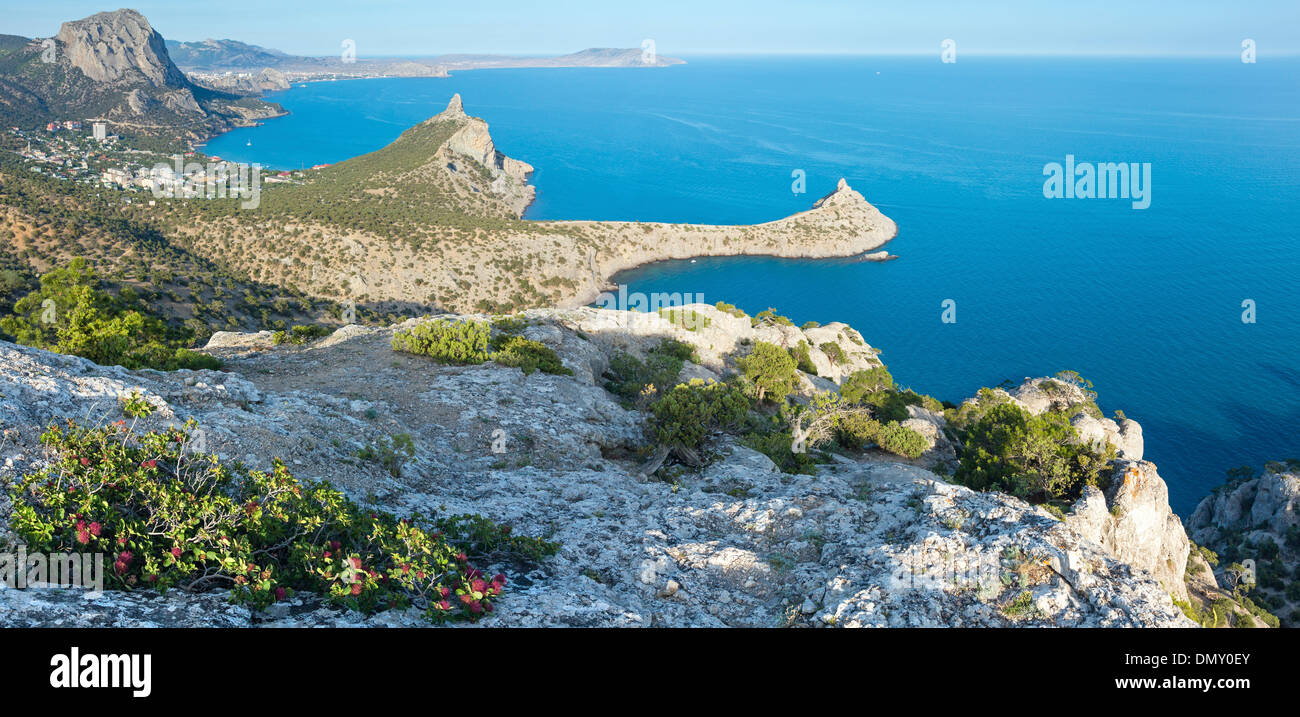 Coastline of Novyj Svit reserve summer panorama (Capchik Cape, Crimea ...