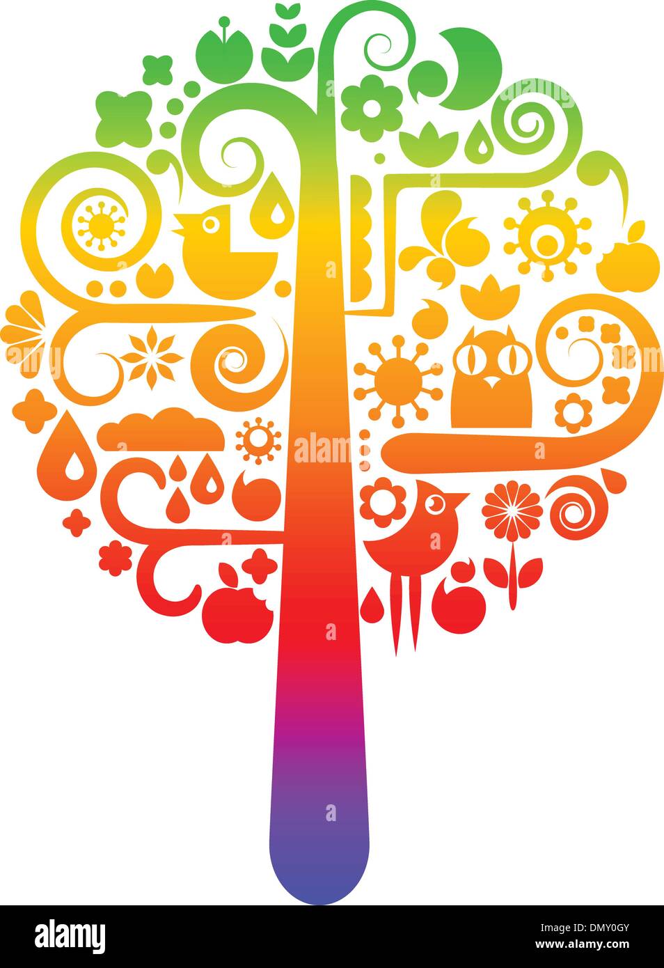 Rainbow tree with ecological icons Stock Vector Image & Art - Alamy