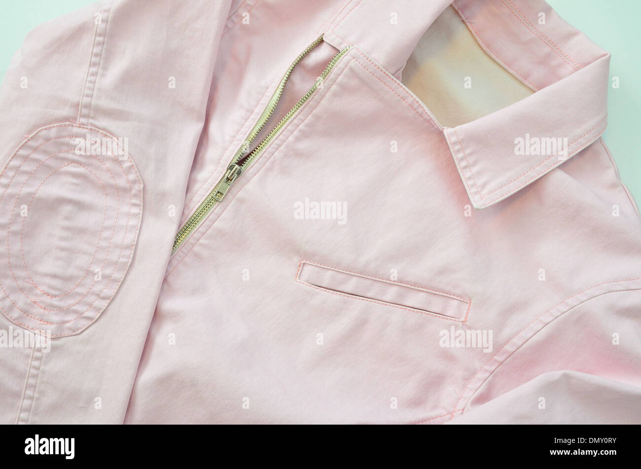 summer fashion light pink color denim jacket detail Stock Photo - Alamy