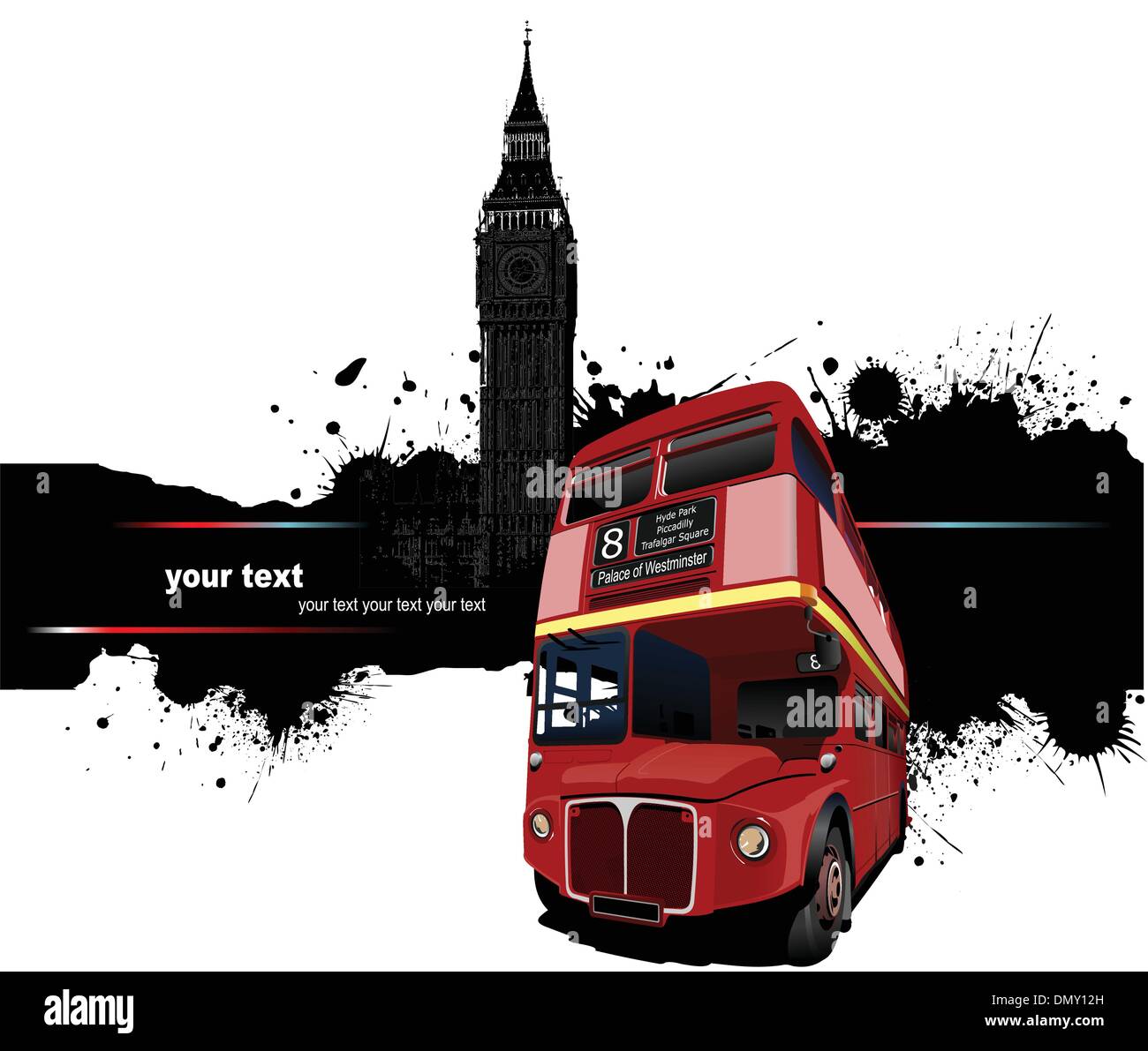 Grunge banner with London and bus images. Vector illustration Stock ...
