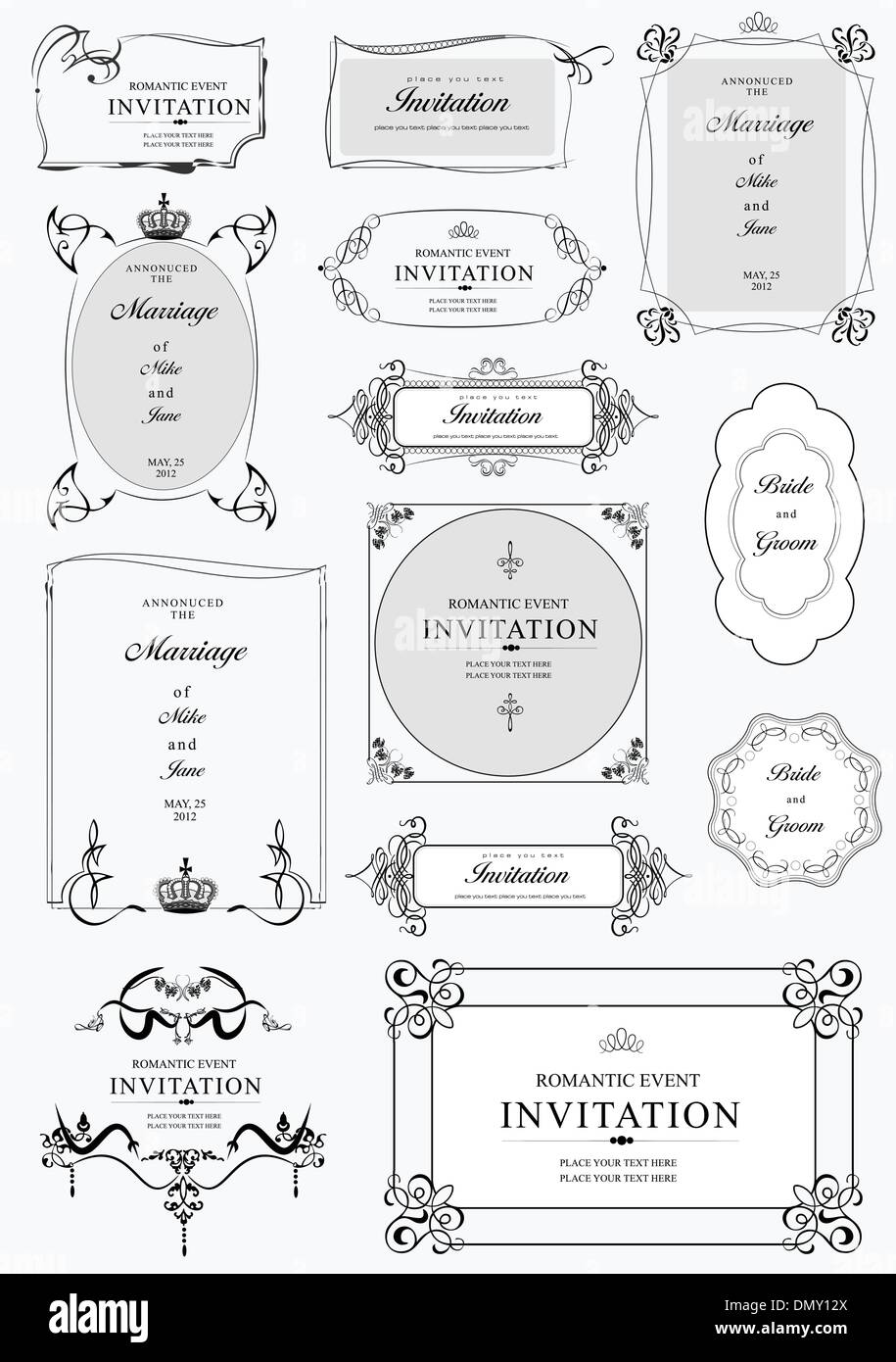 Sample certificate wedding invitation Stock Vector Images - Alamy