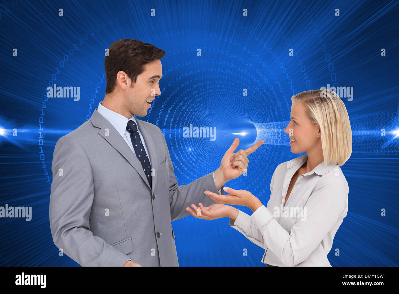 Composite image of business people meet each other Stock Photo - Alamy