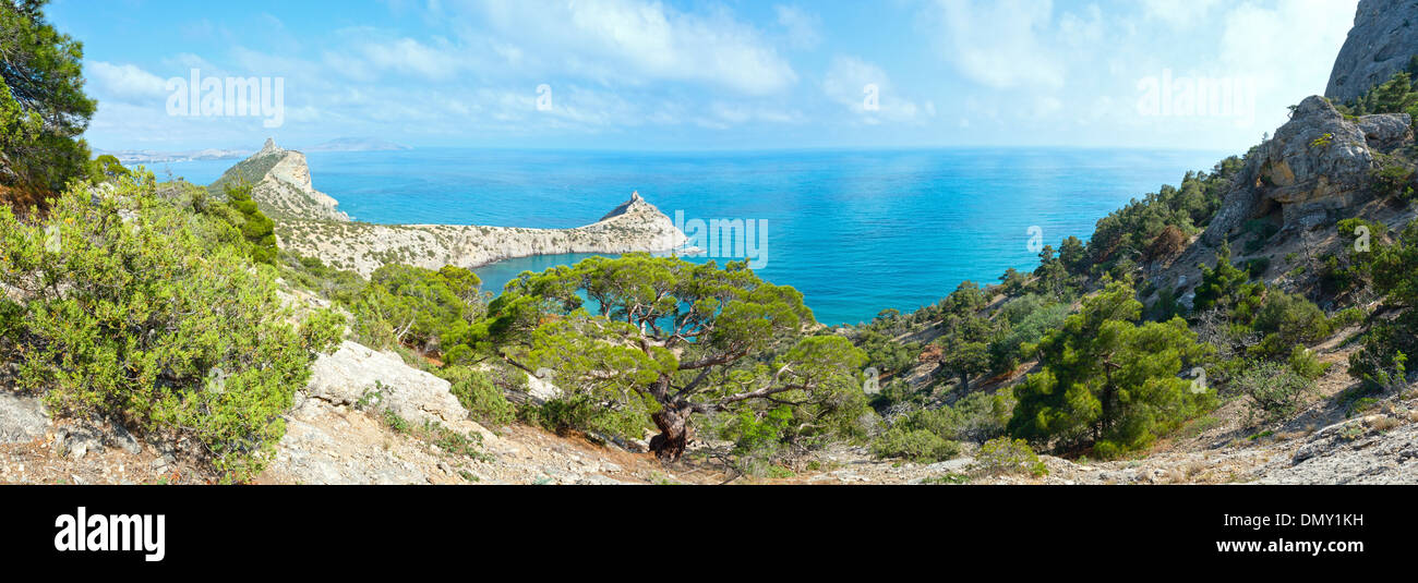 Coastline of Novyj Svit reserve summer panorama (Capchik Cape, Crimea ...