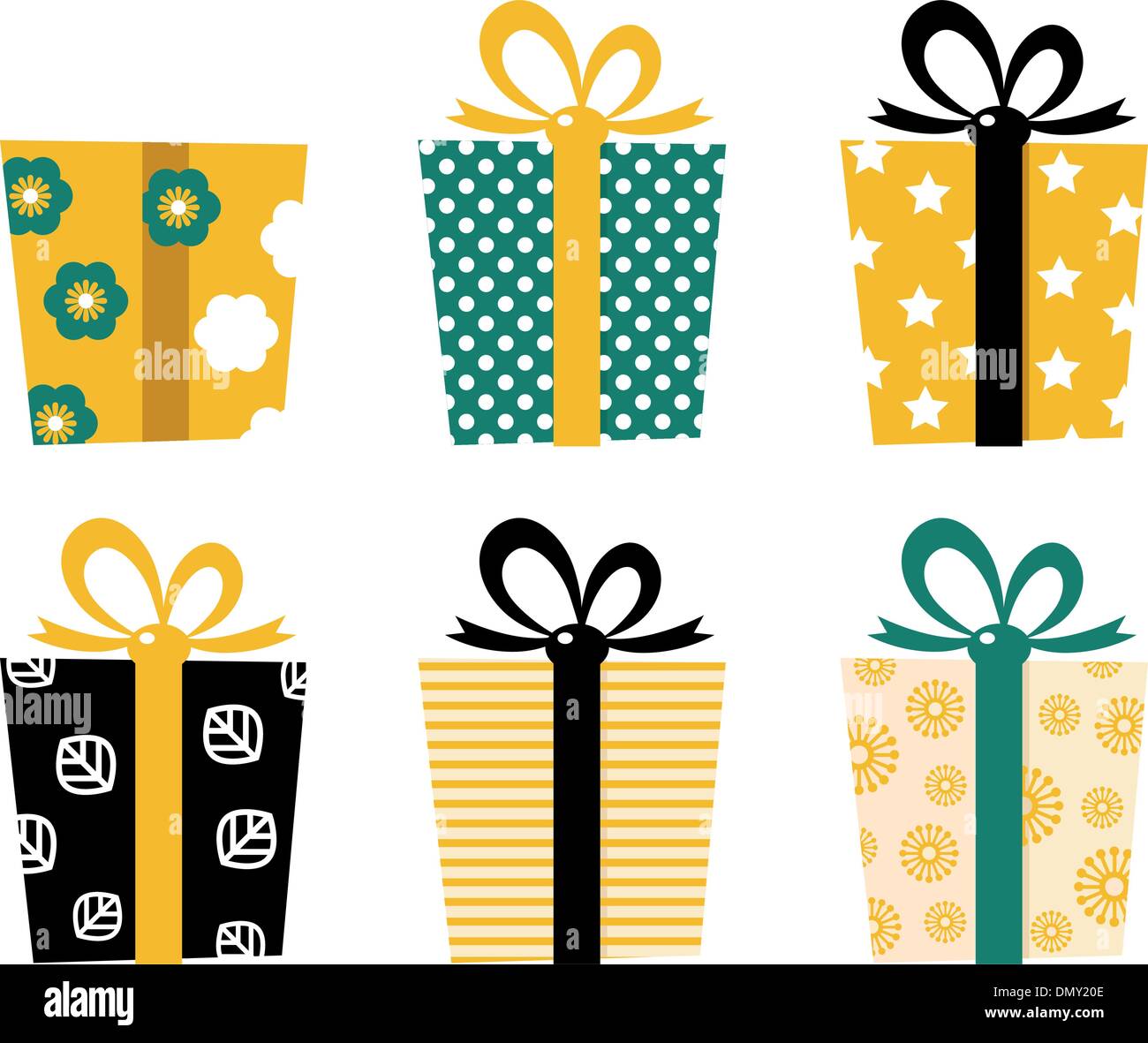 Gifts boxes white black Stock Vector Images - Alamy