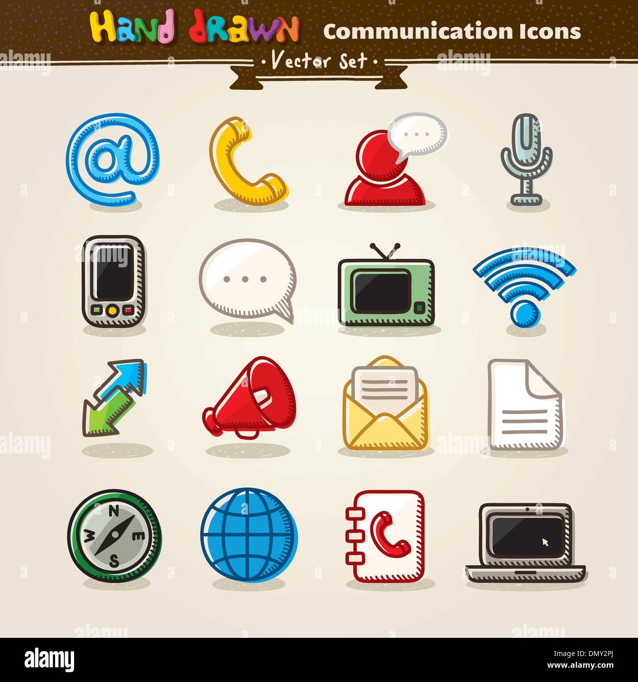 Vector Hand Draw Communication Icon Set Stock Vector Image & Art - Alamy