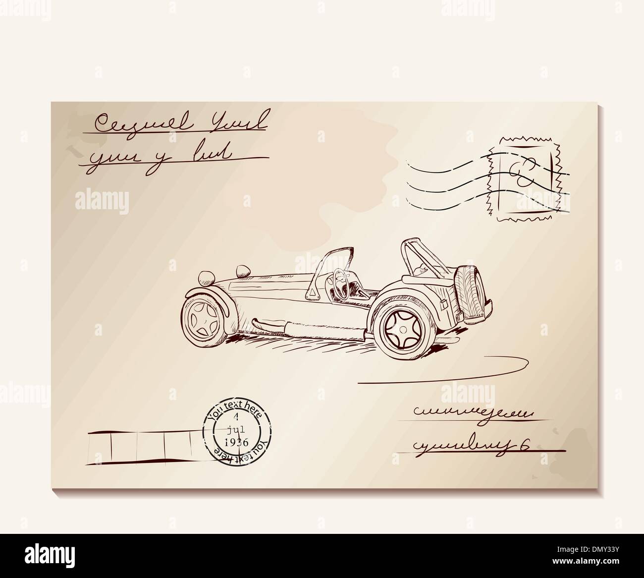 Vintage postcard writing Stock Vector Images - Alamy