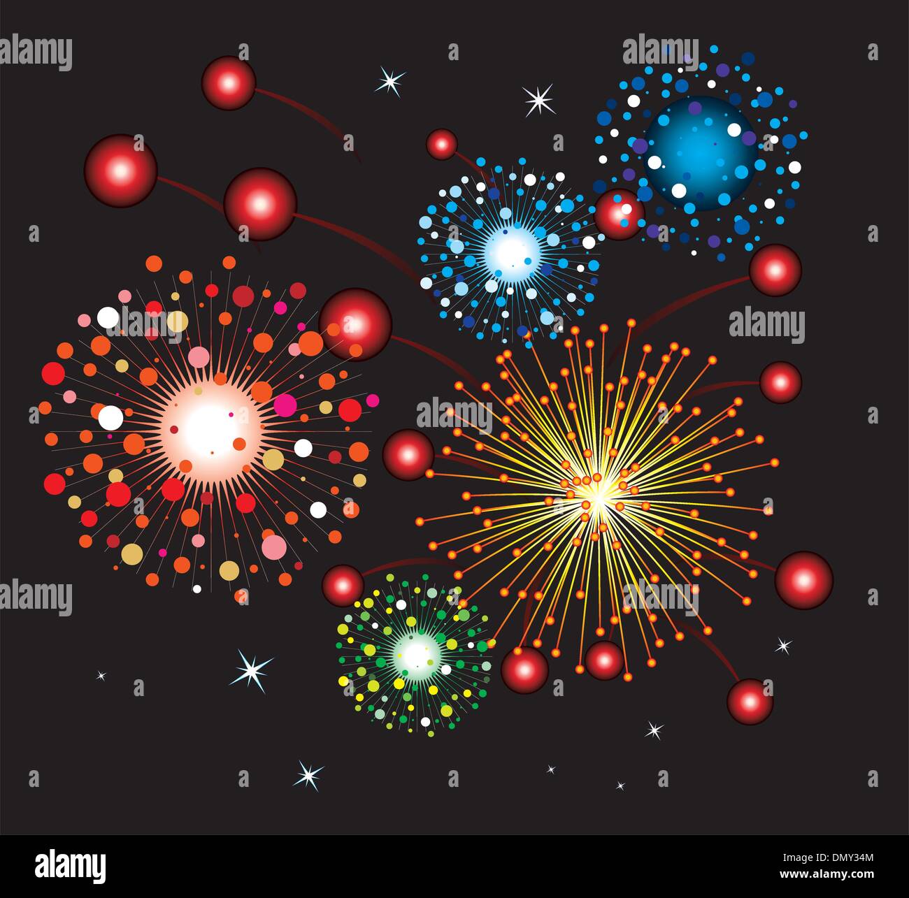 Red yellow sparkles fireworks Stock Vector Images - Alamy