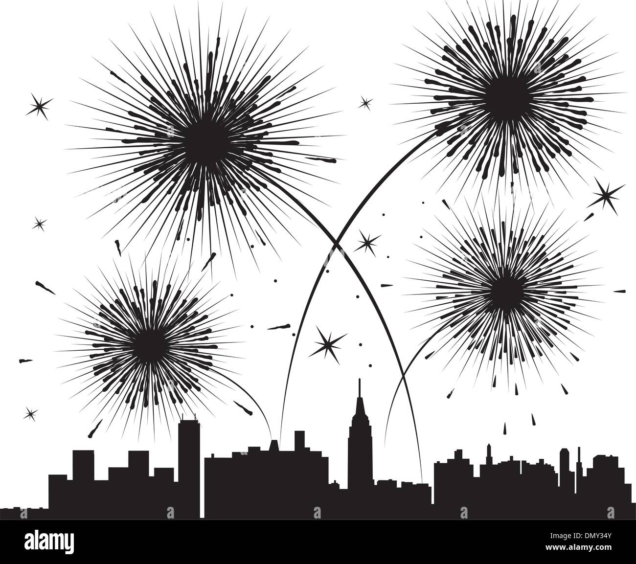 vector fireworks over a city Stock Vector Image & Art - Alamy