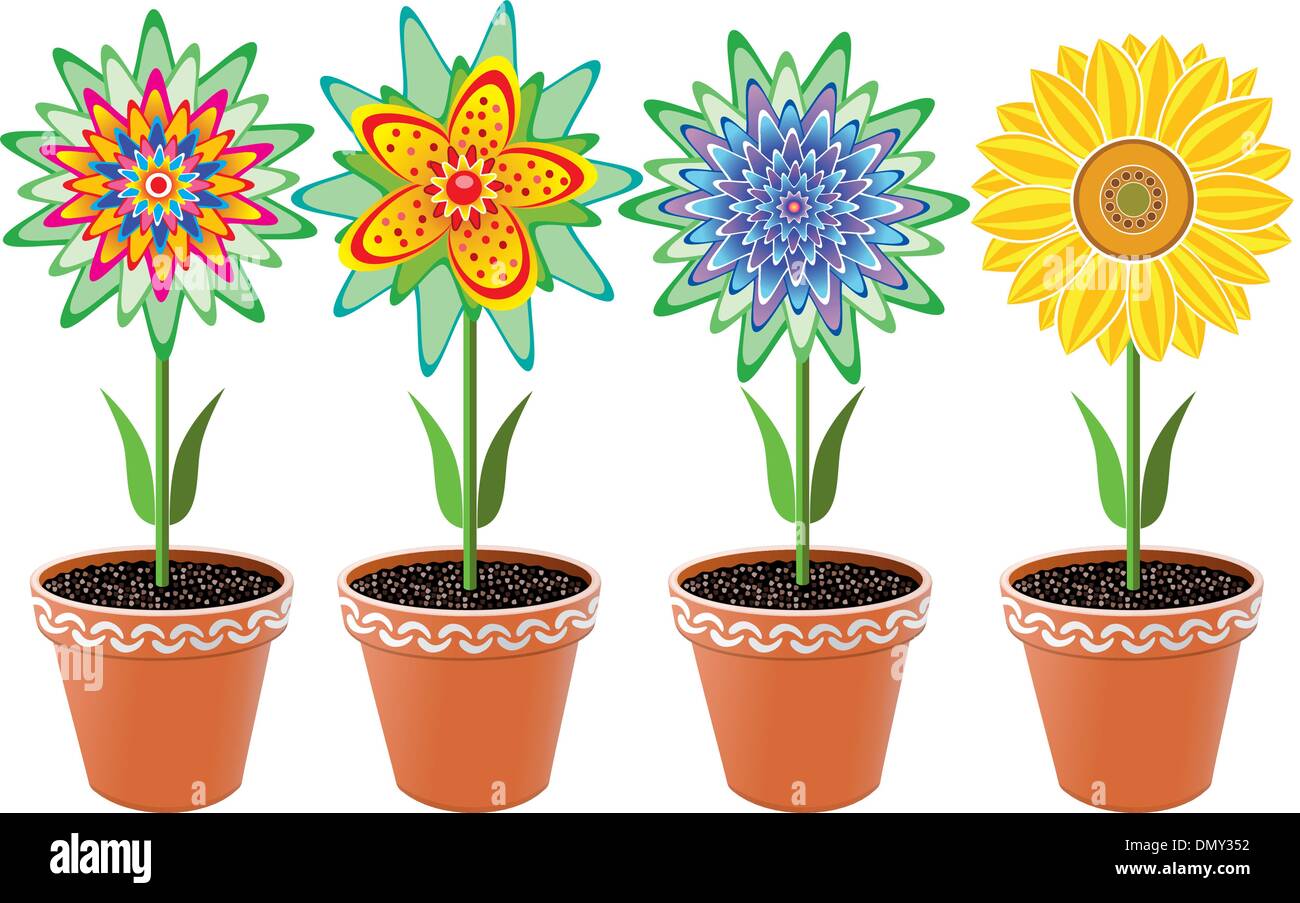Red flower pots Stock Vector Images - Alamy