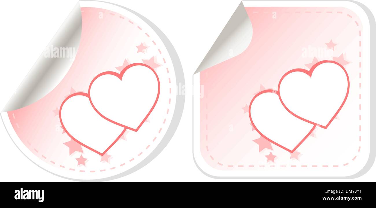 set of two love valentines heart label. sticker vector Stock Vector ...