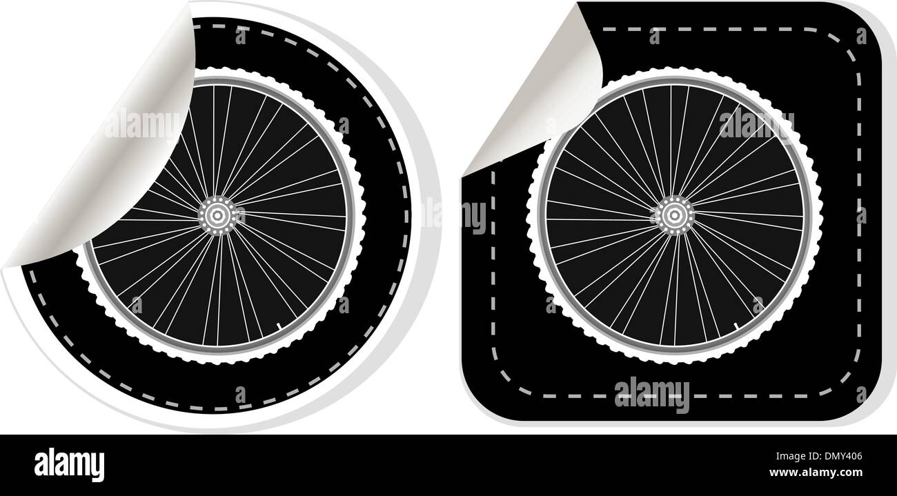 vector white bike wheel sticker set Stock Vector Image & Art - Alamy