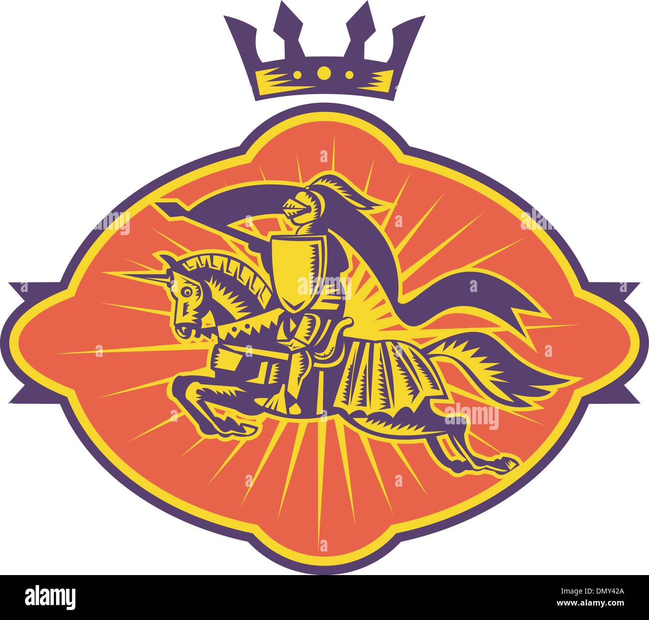 Knight Riding Horse Lance Retro Stock Vector Image & Art - Alamy