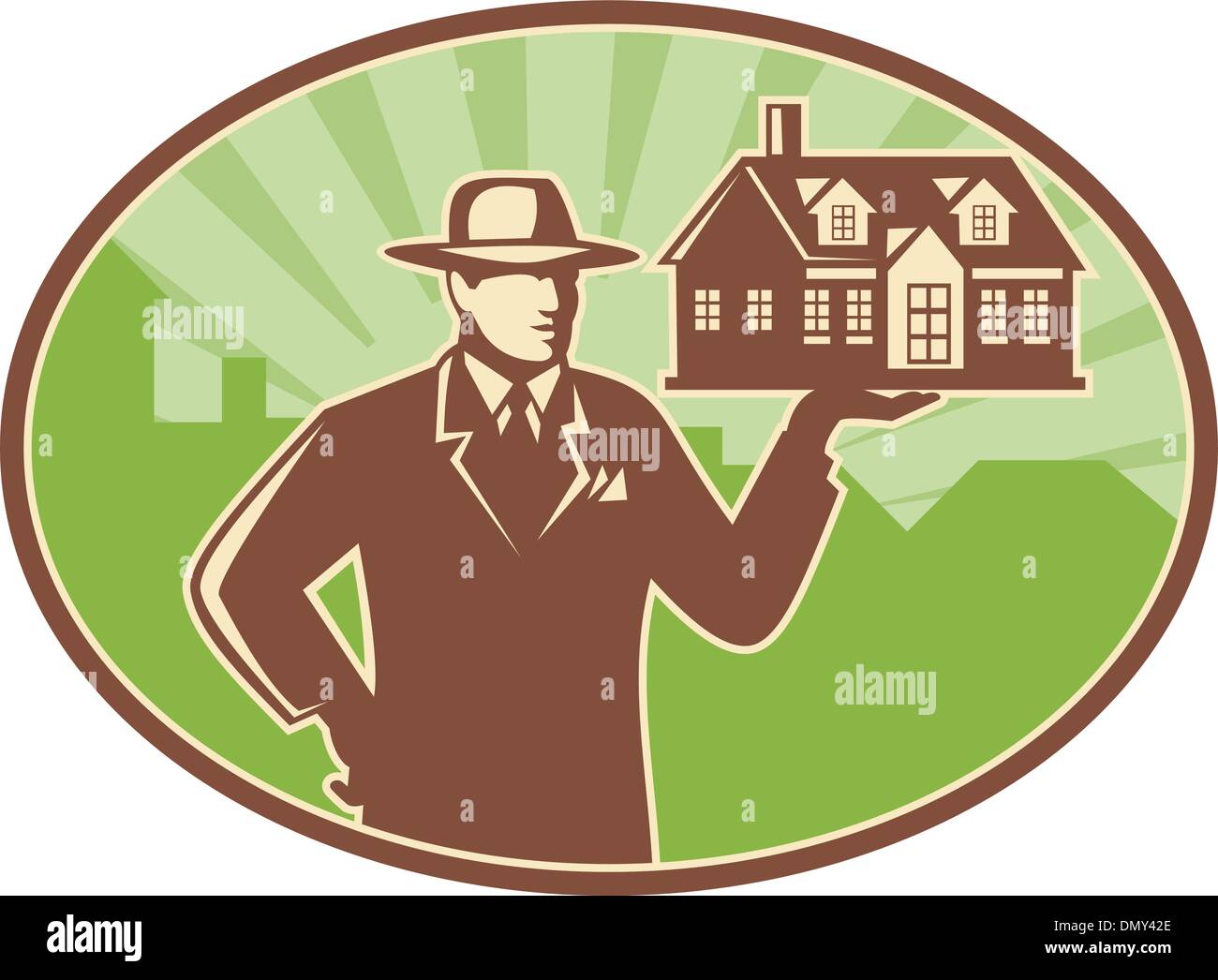Realtor Real Estate Salesman House Retro Stock Vector Image & Art - Alamy