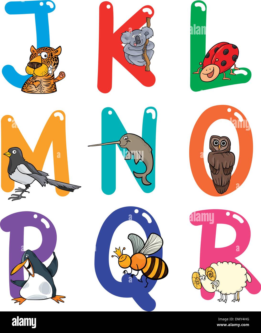 Cartoon Alphabet with Animals Stock Vector Image & Art - Alamy