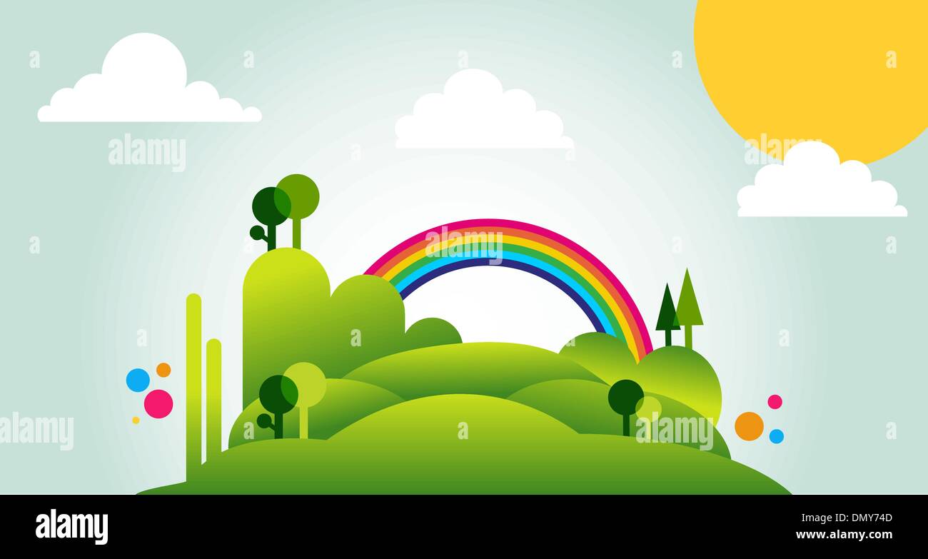 Beautiful landscape blue spring Stock Vector Images - Alamy