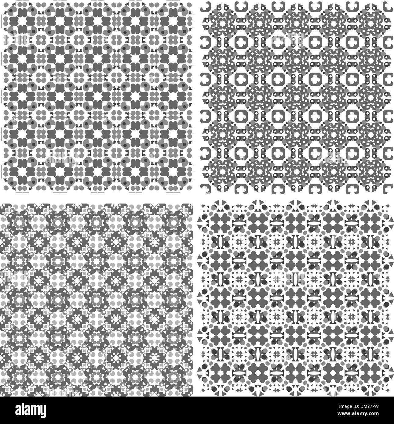 monochrome geometric seamless patterns set. Vector backgrounds Stock ...