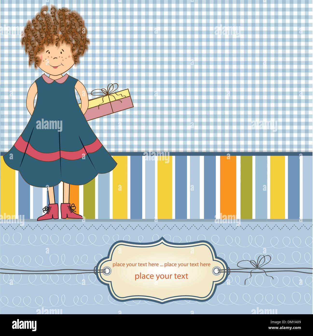 curly young girl she hide a gift Stock Vector Image & Art - Alamy