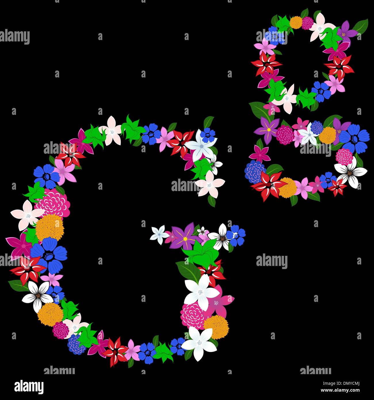 Blooming letter Stock Vector Images - Alamy