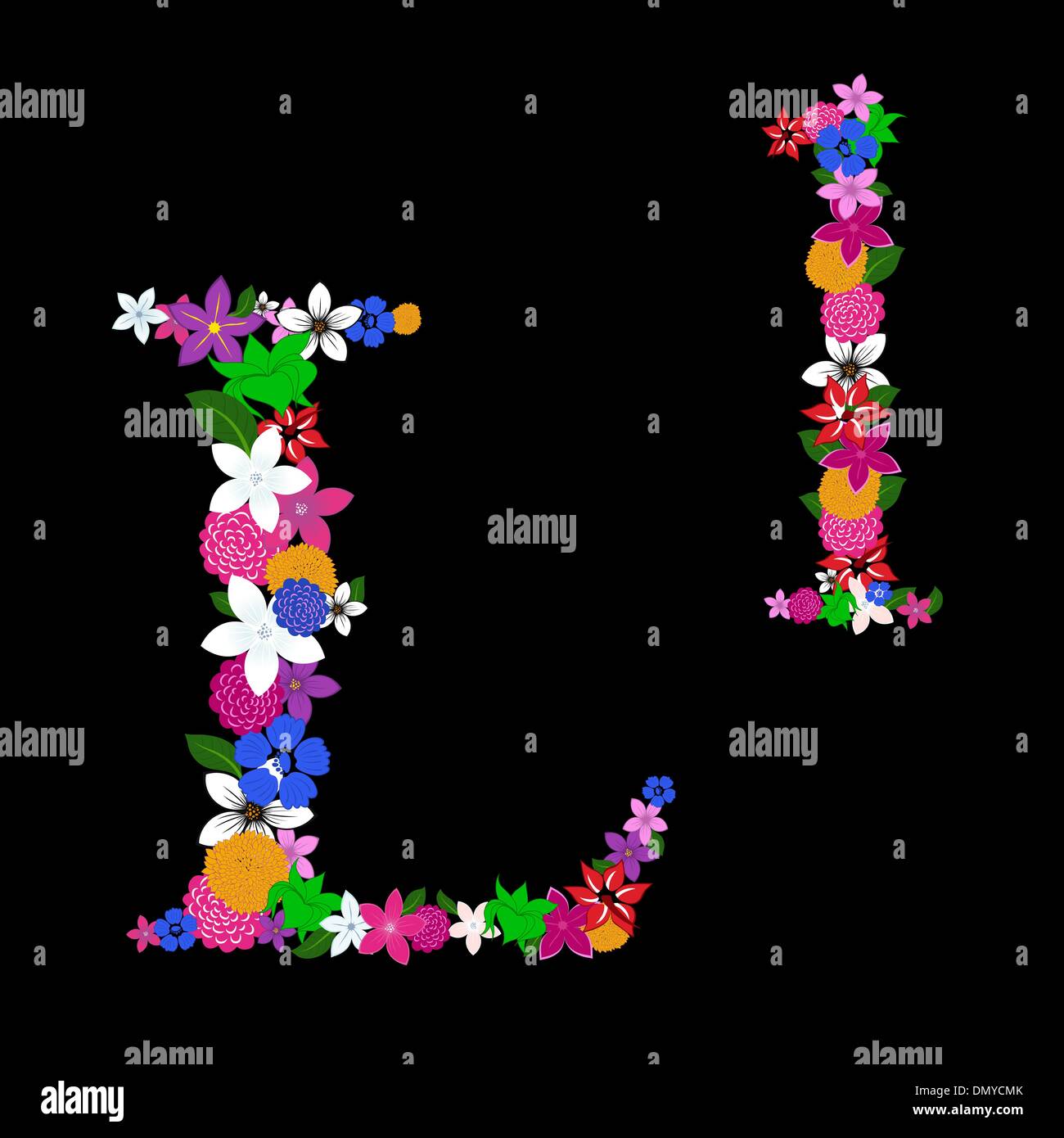 Floral font letter l hi-res stock photography and images - Alamy