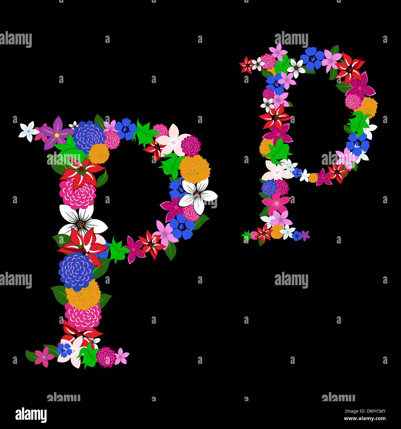 Floral font letter p Stock Vector Images - Alamy