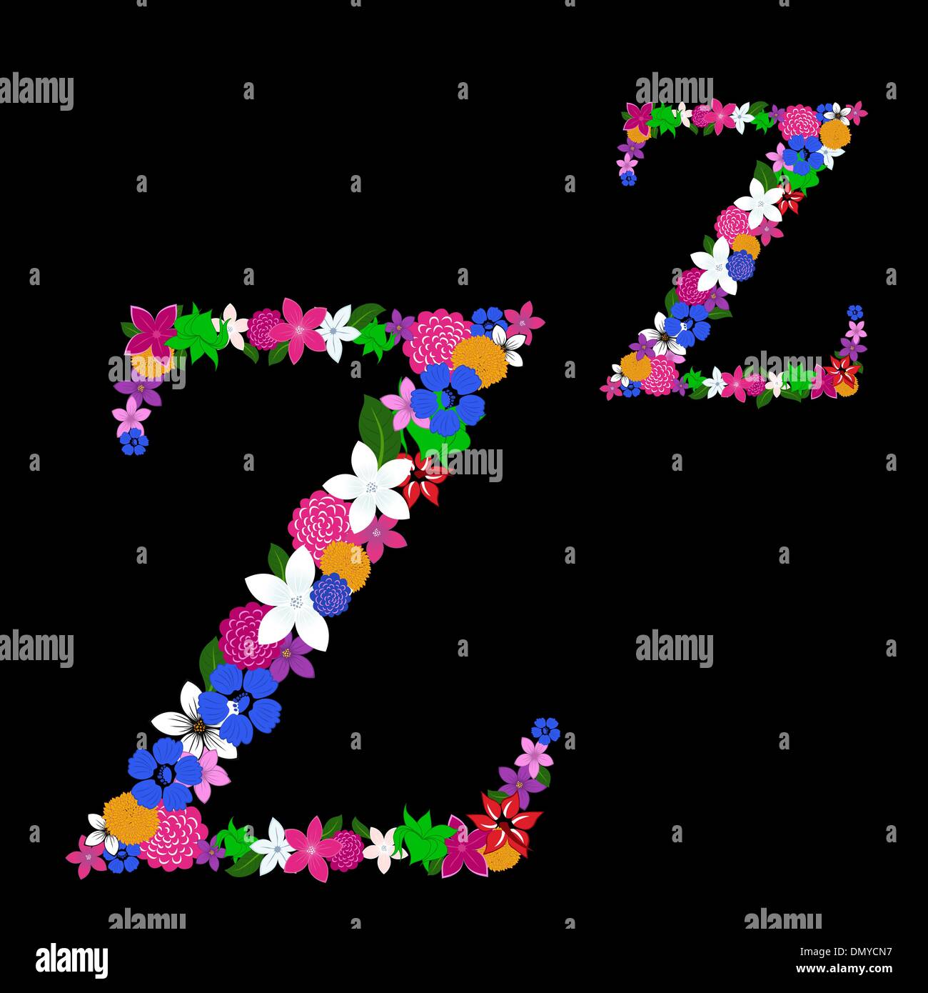 Floral font letter z hi-res stock photography and images - Alamy