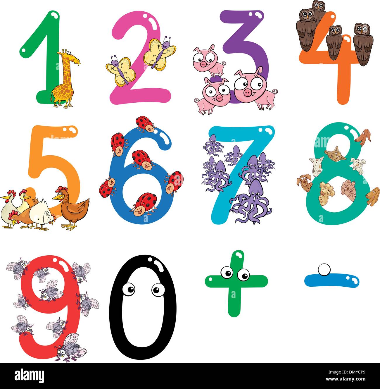 numbers with cartoon animals Stock Vector Image & Art - Alamy