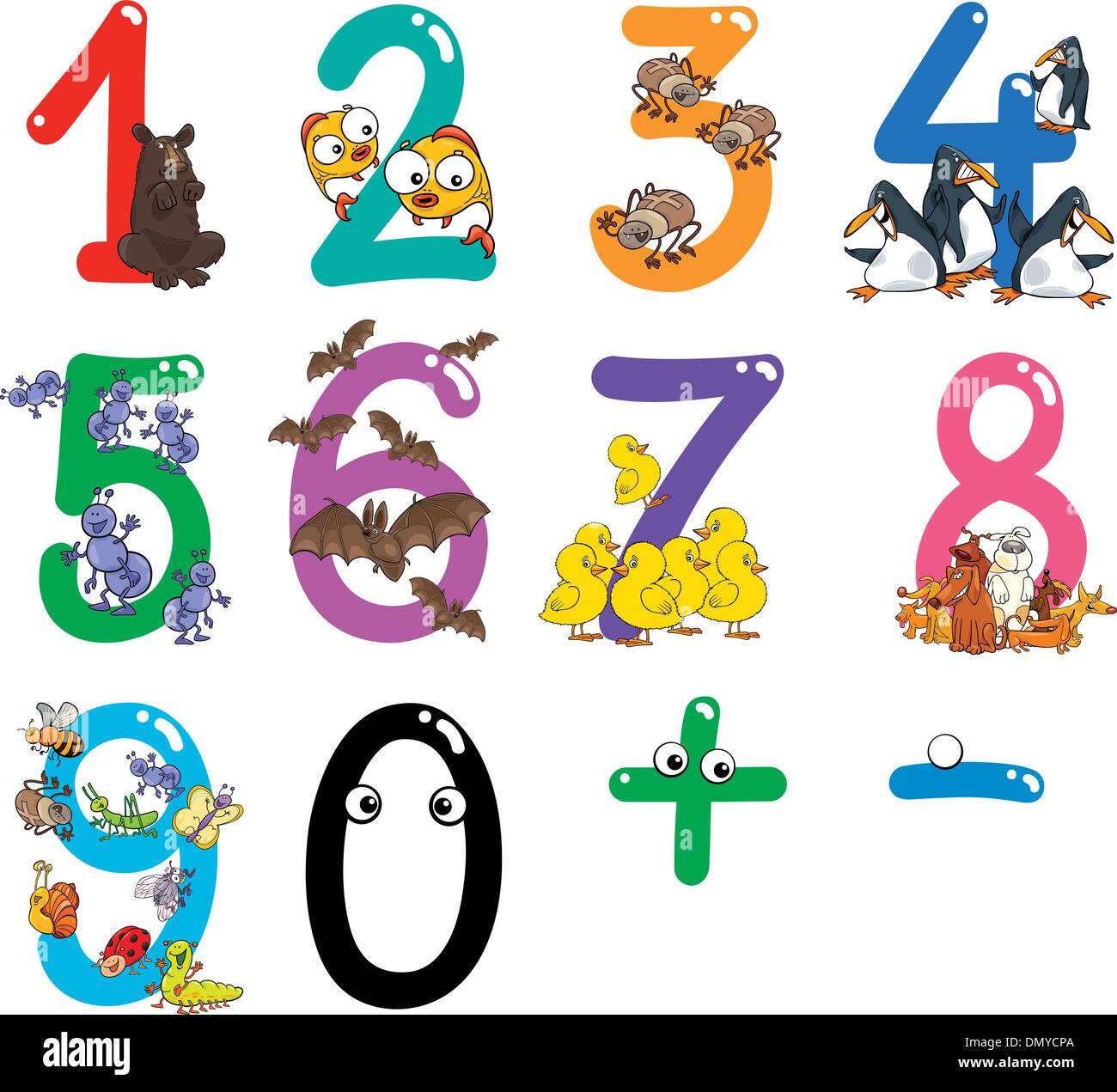 numbers with cartoon animals Stock Vector Image & Art - Alamy