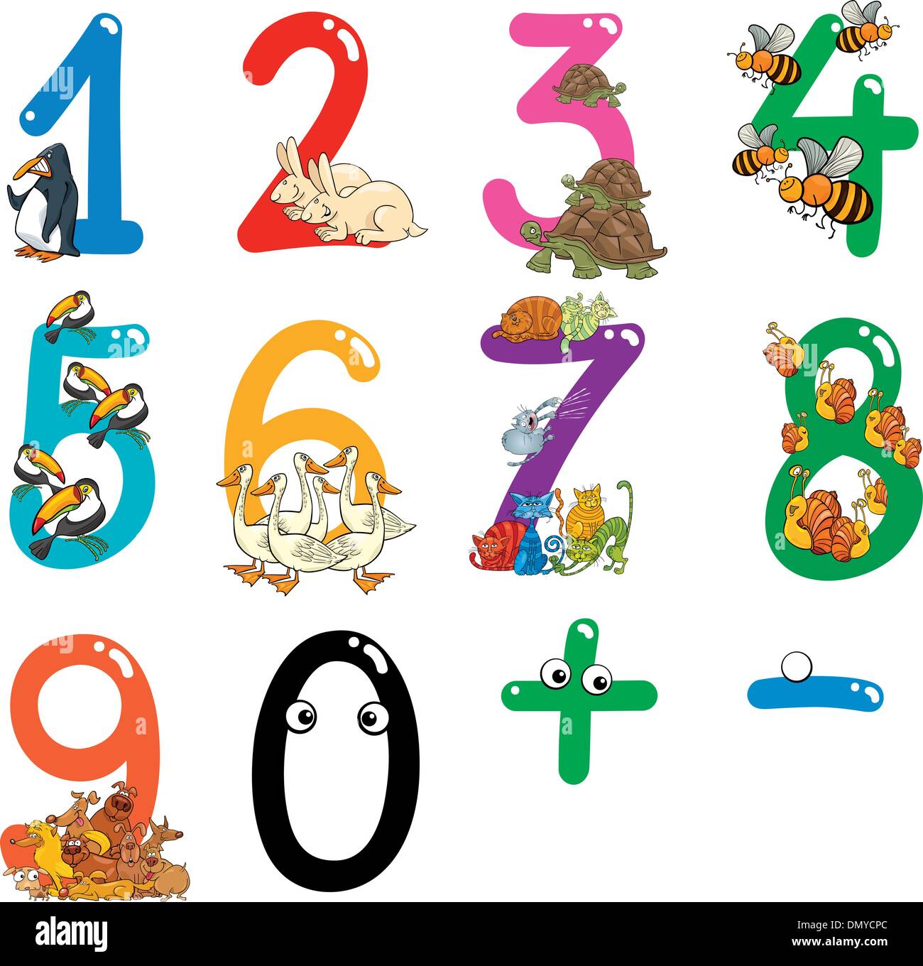 numbers with cartoon animals Stock Vector Image & Art - Alamy