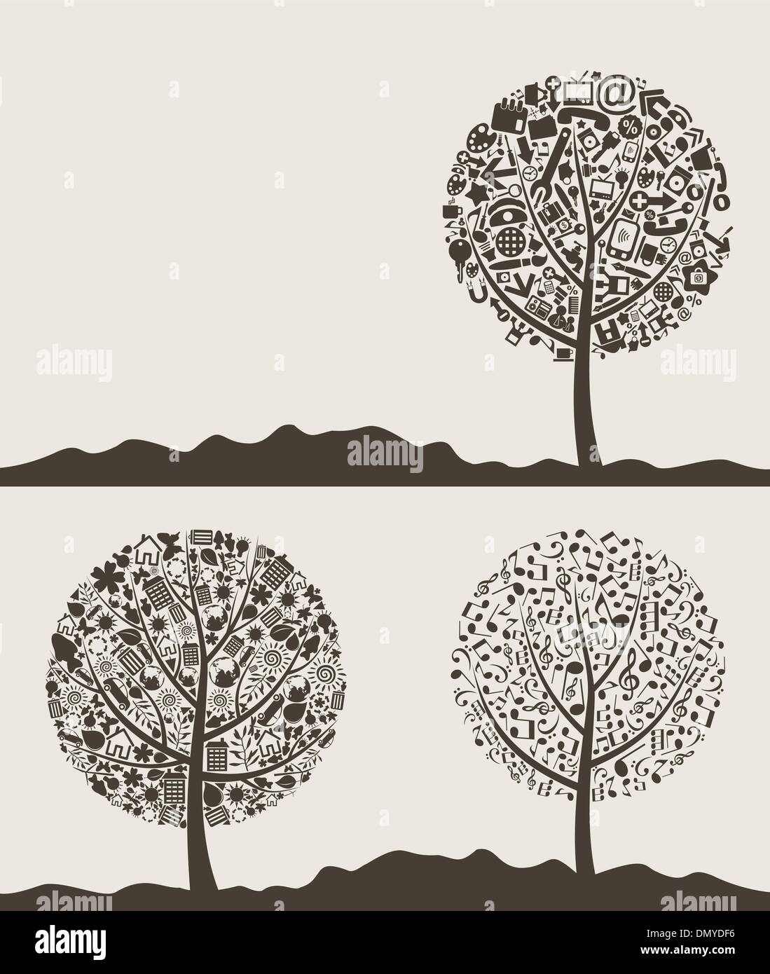 Wild grass trees autumn Stock Vector Images - Alamy