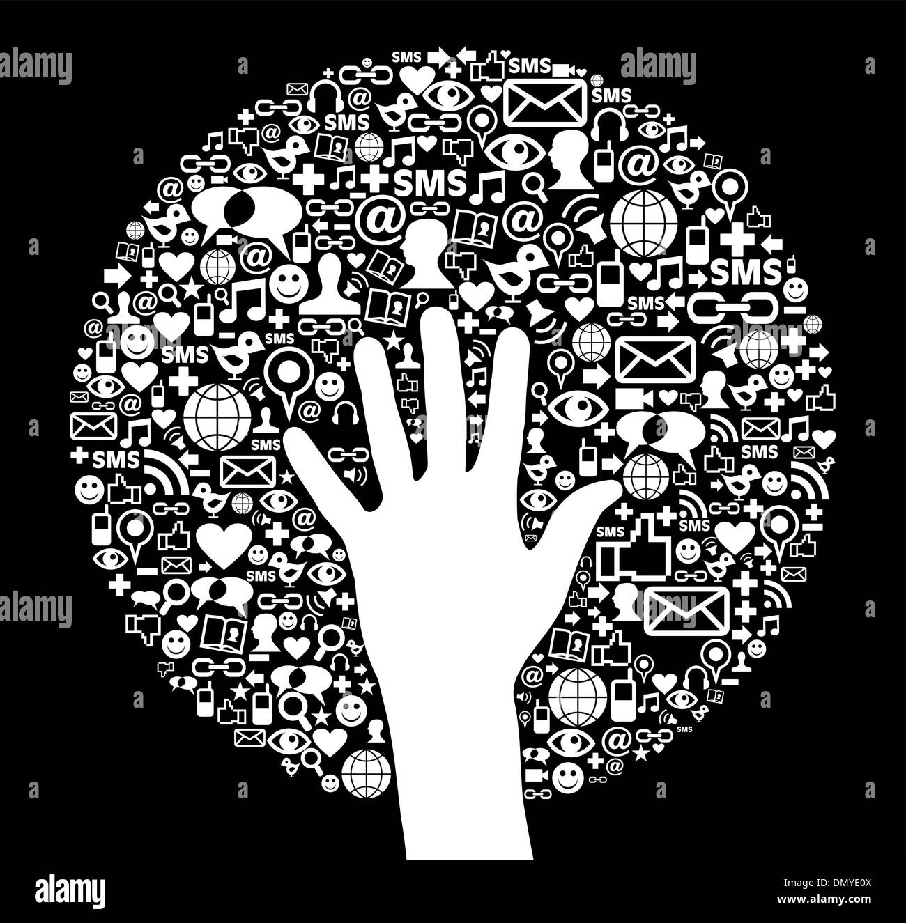 Social media network icon circle and hand Stock Vector Image & Art - Alamy