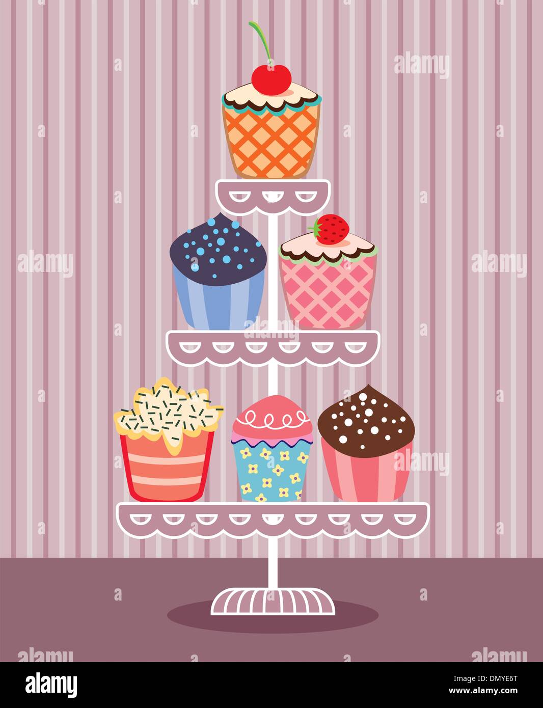 vector cupcakes on a stand Stock Vector Image & Art - Alamy