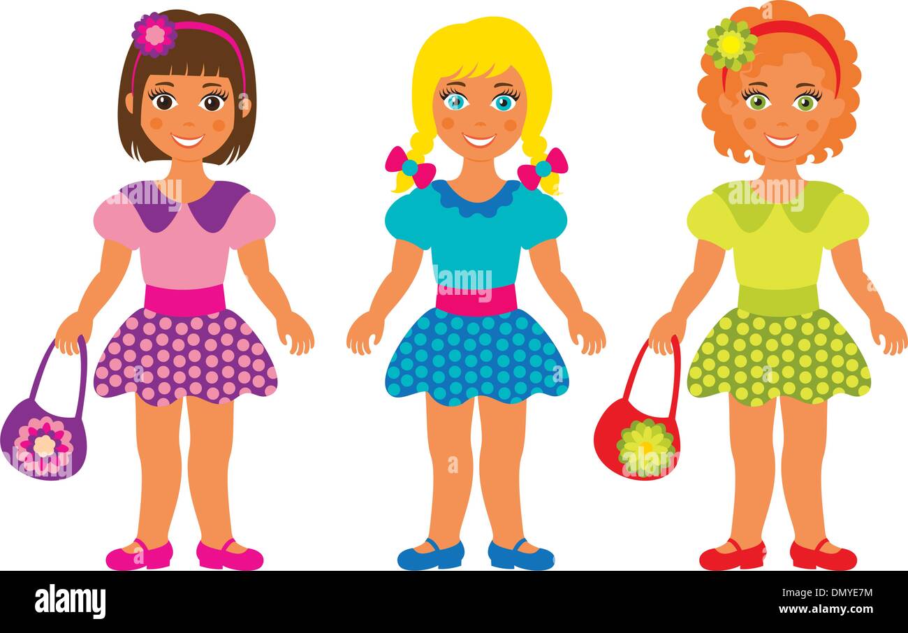 Three girls and baby Stock Vector Images - Alamy