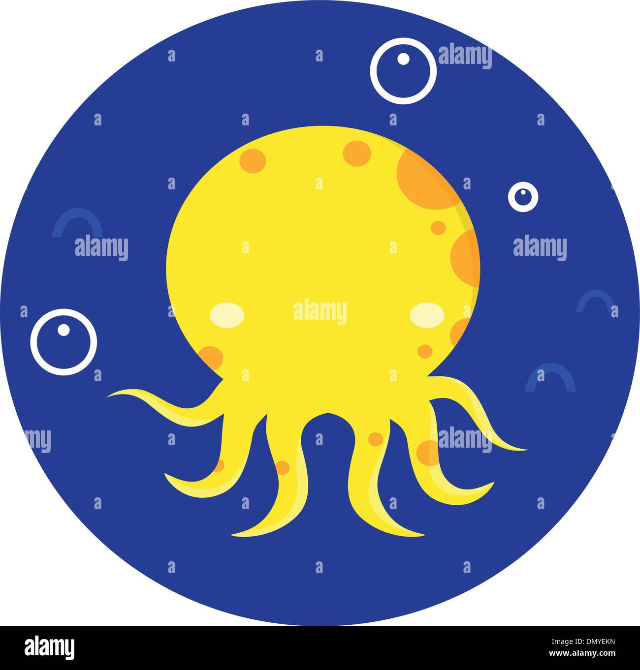 Yellow cartoon octopus in sea water Stock Vector Image & Art - Alamy