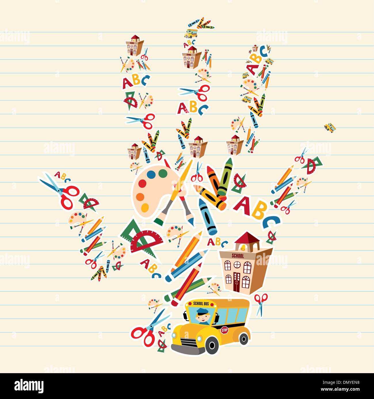 Back to school tools in hand shape Stock Vector Image & Art - Alamy