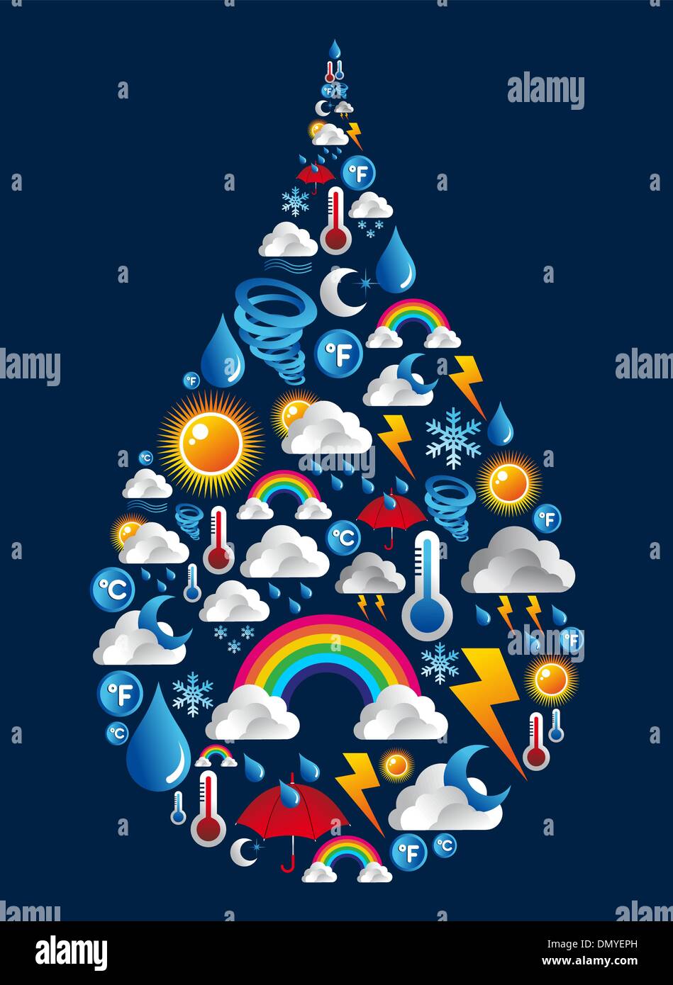 Weather icons set water drop shape Stock Vector Image & Art - Alamy