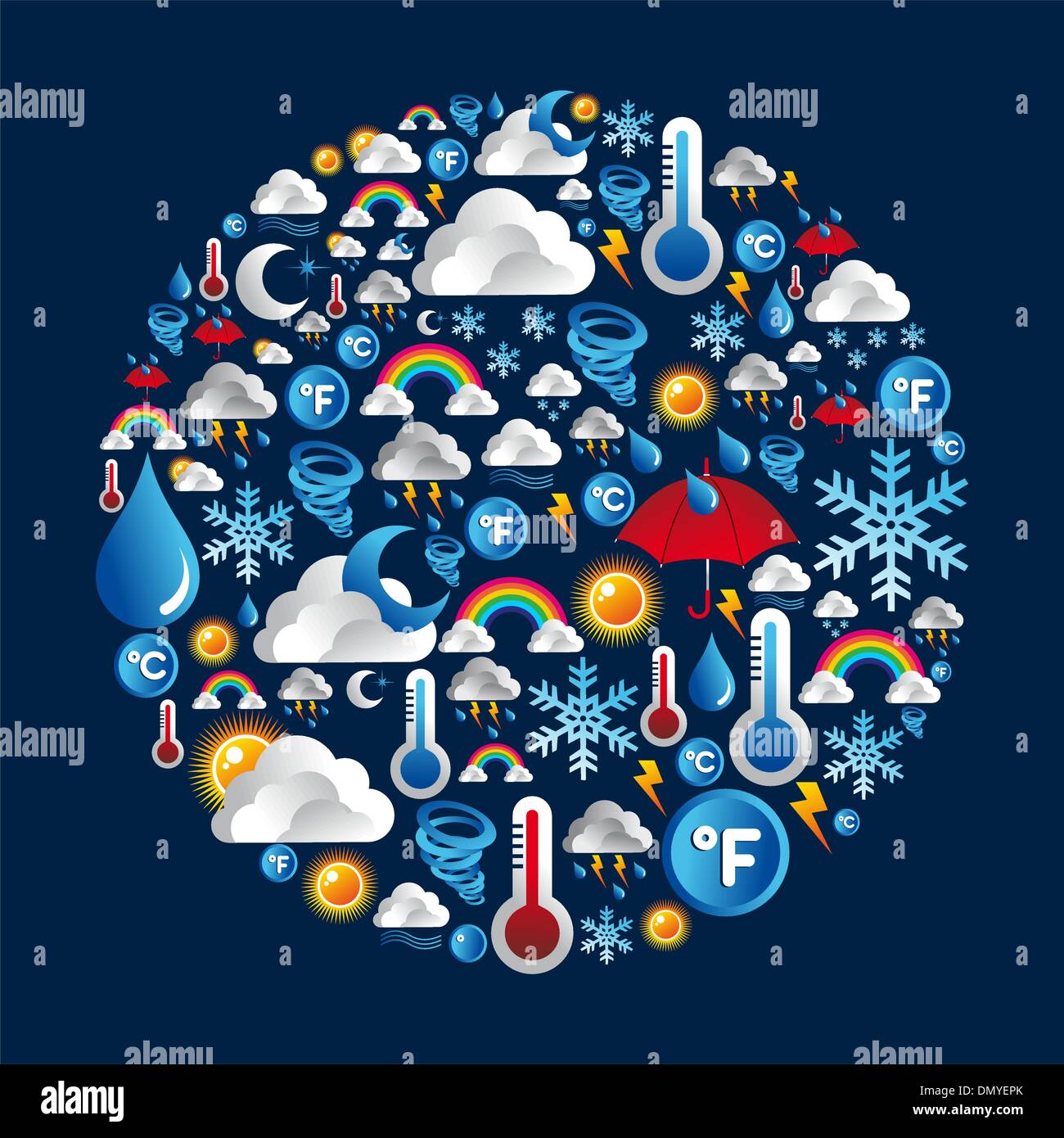 Winter icons blue circle hi-res stock photography and images - Alamy