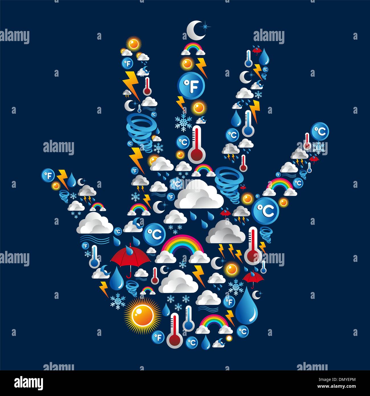 Weather Icons set in hand shape Stock Vector Image & Art - Alamy