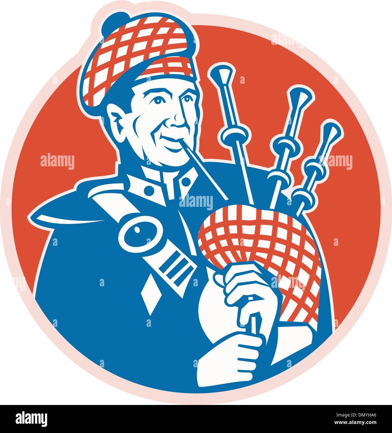 Scotsman Scottish Bagpiper Retro Stock Vector Image & Art - Alamy