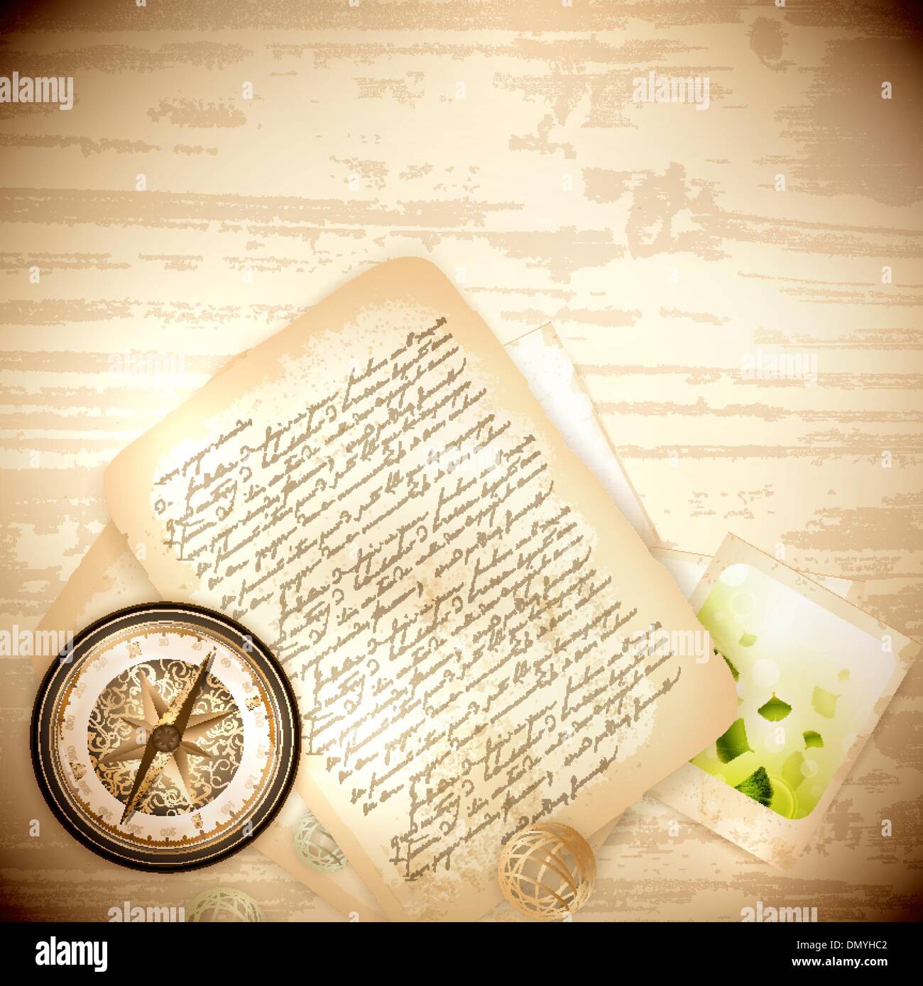 Vinatge antique compass and old letter Stock Vector Image & Art - Alamy